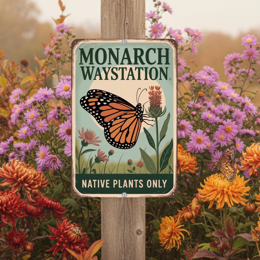 Monarch Waystation Outdoor Metal Sign | Native Plant Pollinator ...