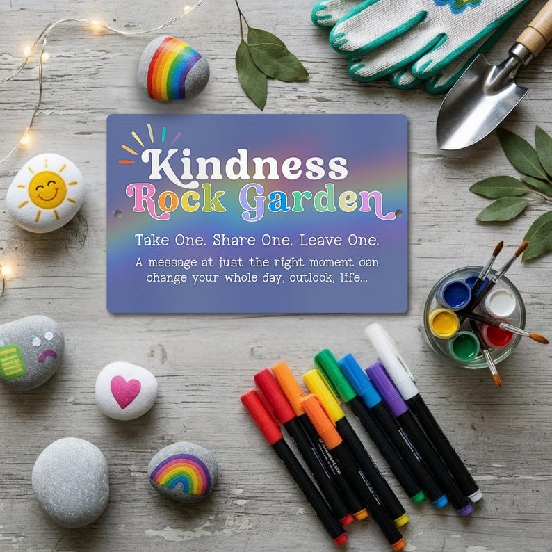 Kindness Rock Garden Sign, Painted Rocks Sign, Outdoor Rated Gift for ...
