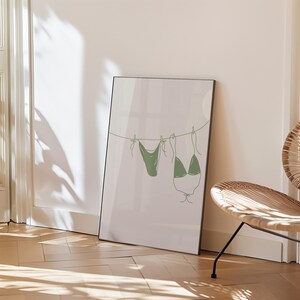 Sage Green Bikini Print Coastal Cowgirl Decor Digital Swimsuit Poster ...