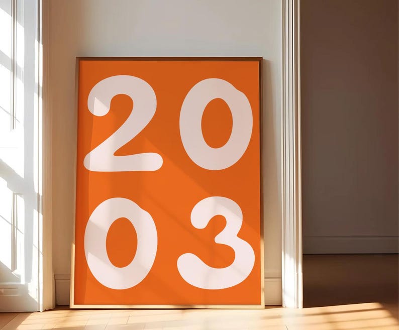 Custom Year DIGITAL Poster Printable Trendy Year Poster Number Birth ...