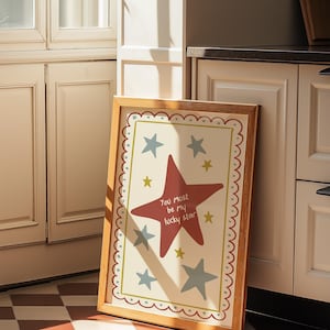 Lucky Stars Print, Trendy Wall Art, Apartment Decor, Retro Wall Art ...