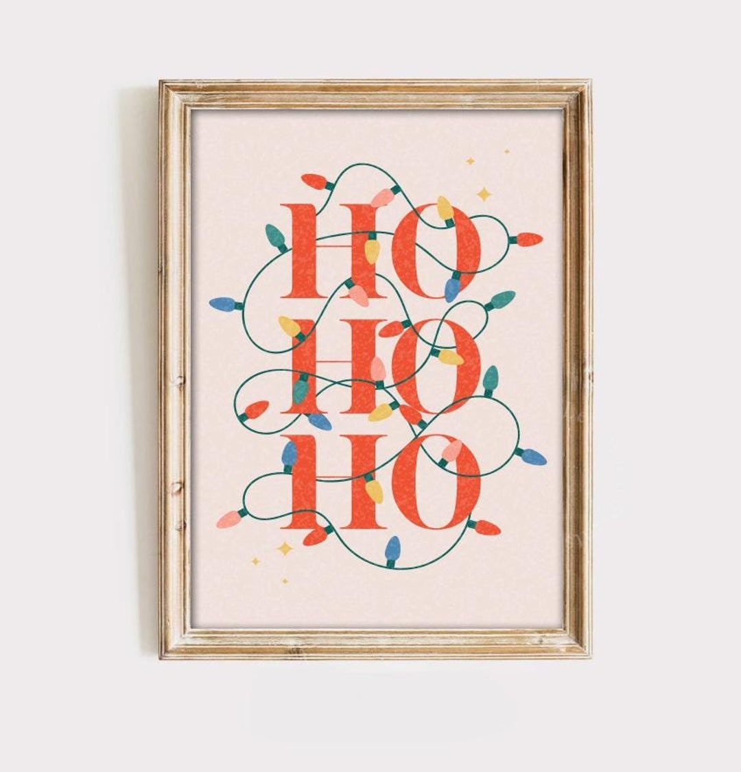 Retro Christmas Print Ho Ho Ho Printable Art, Aesthetic Christmas Sign ...