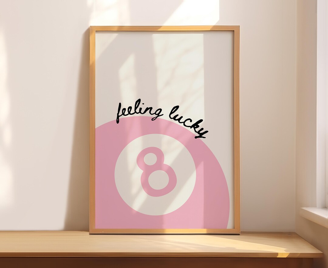 Vintage Pool Ball Print, Lucky 8 Ball Wall Art, Retro Eight Ball Poster ...