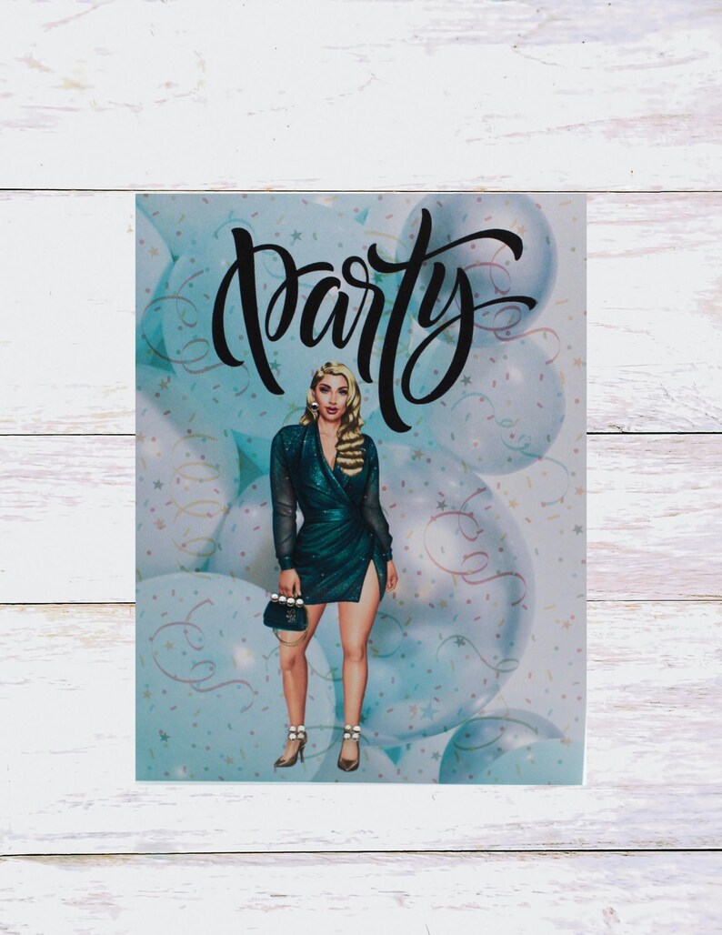 Party Greeting Card for Women, Diverse Fashion Card With Rhinestones ...
