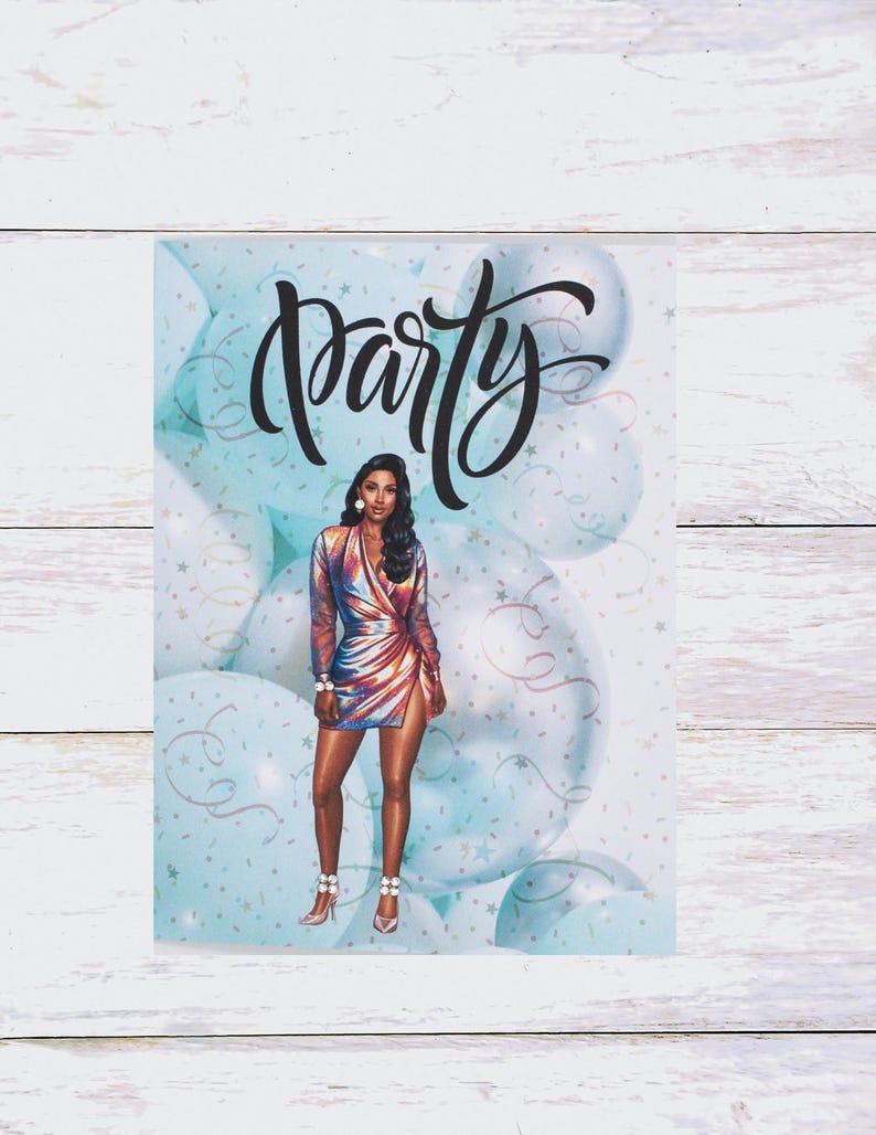 Party Greeting Card for Women, Diverse Fashion Card With Rhinestones ...