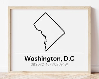 Washington Dc Map Outline - Etsy