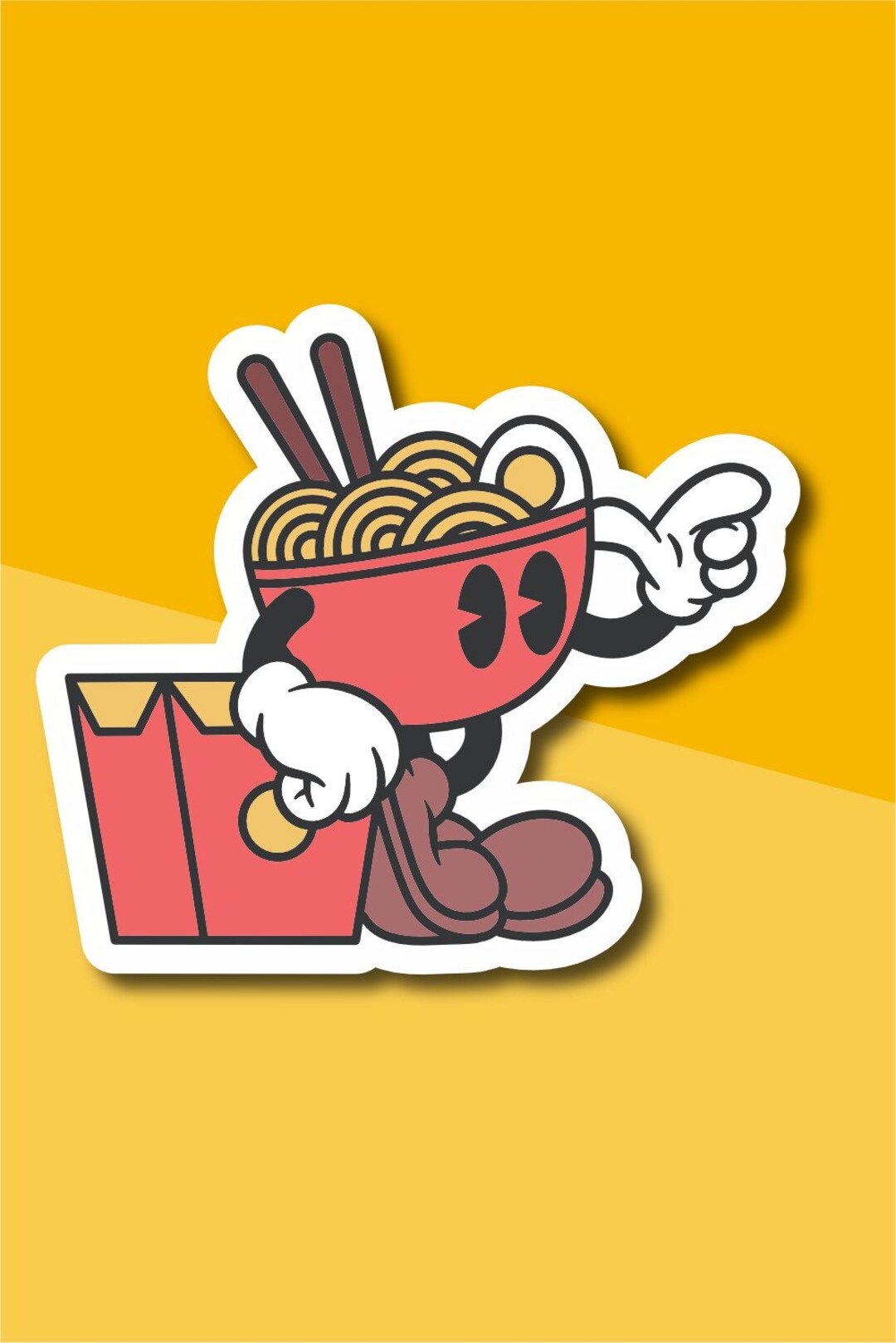 Takeaway Noodle Sticker,retro Mascot Character, Vinyl Food Sticker ...