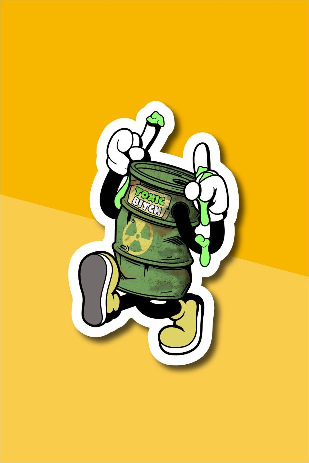 Cuphead Style Toxic Btch Sticker, Toxic Waste Decal for Laptop, Mental ...