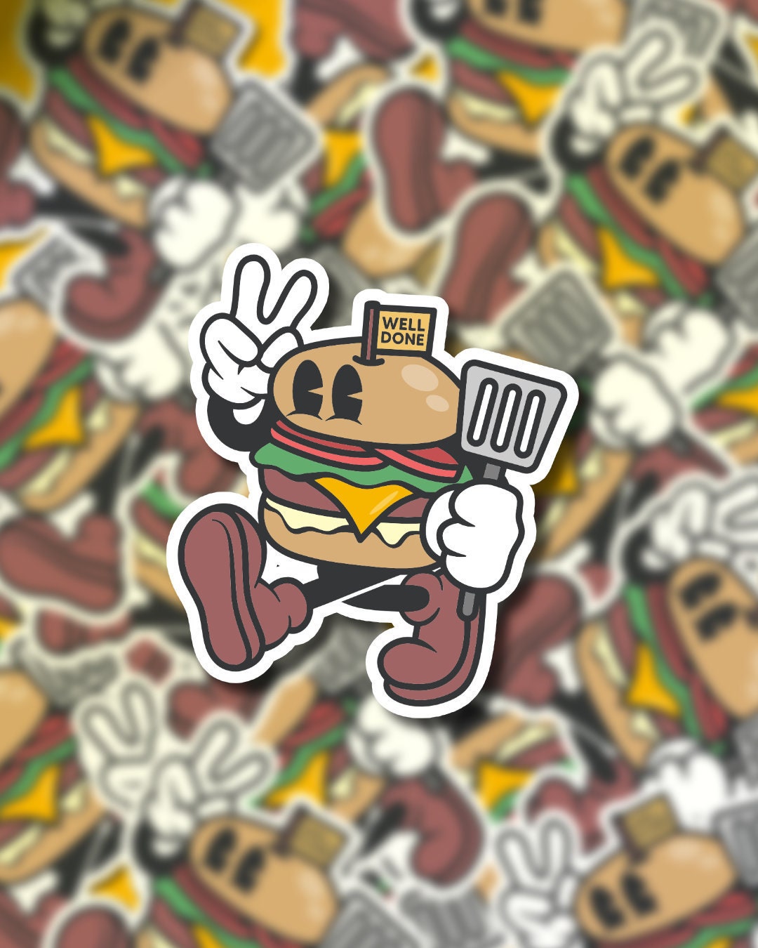 Rubberhose Cheeseburger Sticker Well Done Positive Affirmation Fast ...