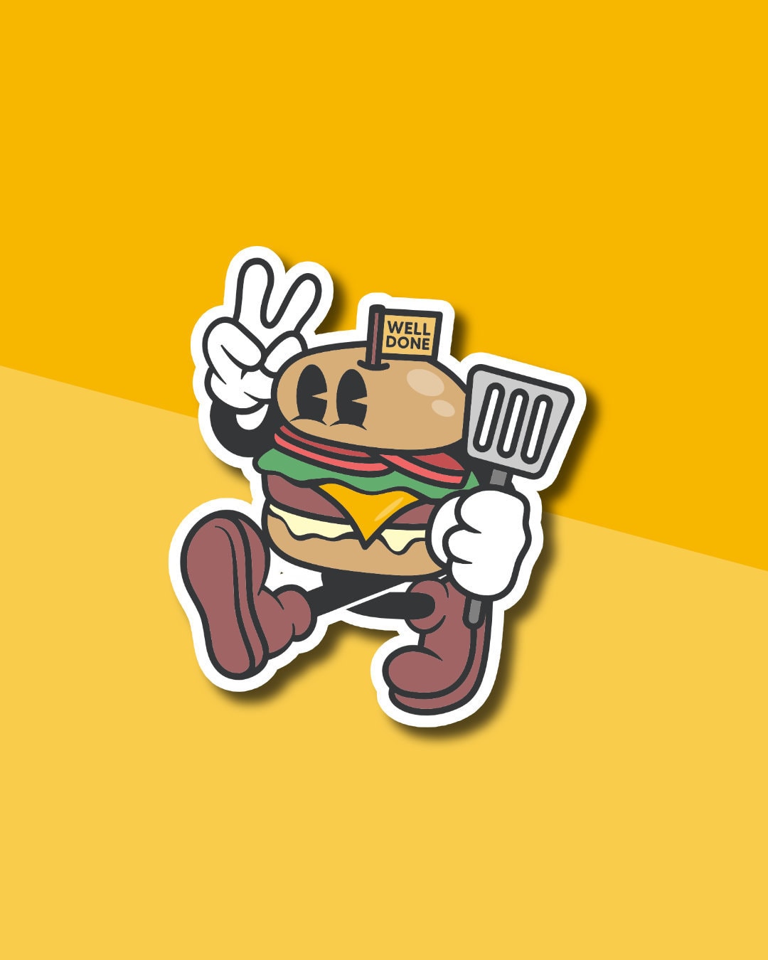 Rubberhose Cheeseburger Sticker Well Done Positive Affirmation Fast ...