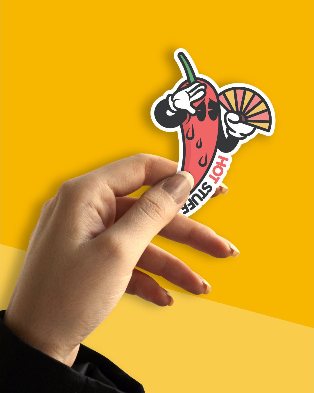 Spicy Pepper Sticker, Rubberhose Vinyl Decal for Food Journal, Cute ...
