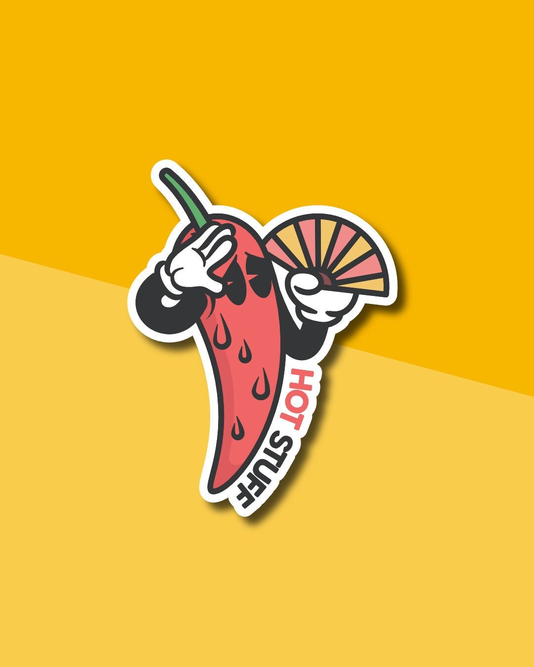 Spicy Pepper Sticker, Rubberhose Vinyl Decal for Food Journal, Cute ...