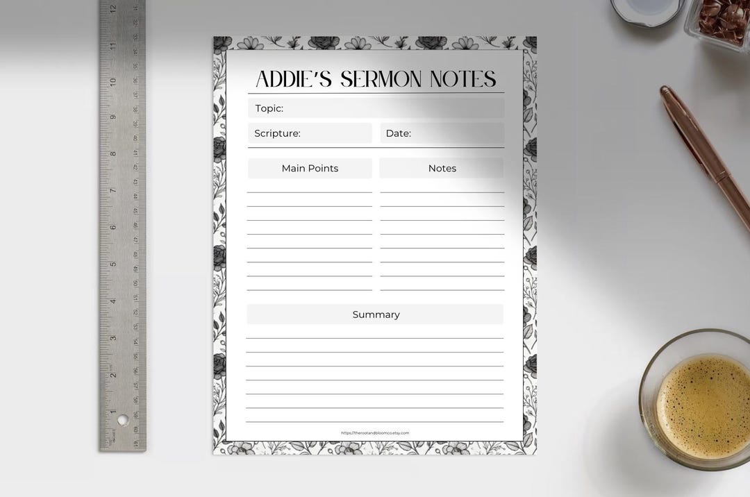 Customizable Printable Bible Study Guide | Digital Sermon Study Notes ...