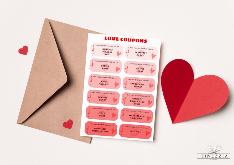 FINEZZIA Printable Love Coupons for Him & Her | Digital Couples ...