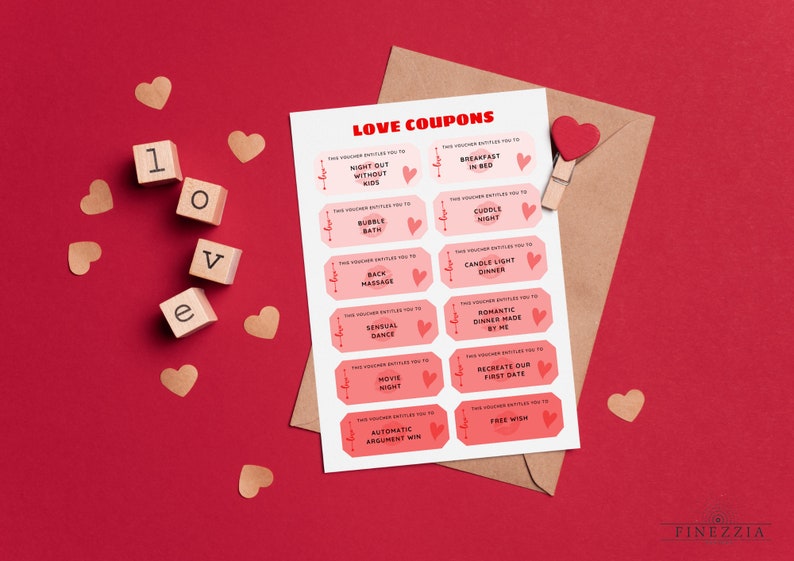 FINEZZIA Printable Love Coupons for Him & Her | Digital Couples ...