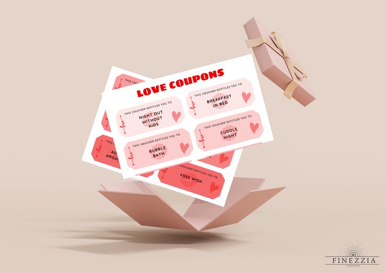 FINEZZIA Printable Love Coupons for Him & Her | Digital Couples ...