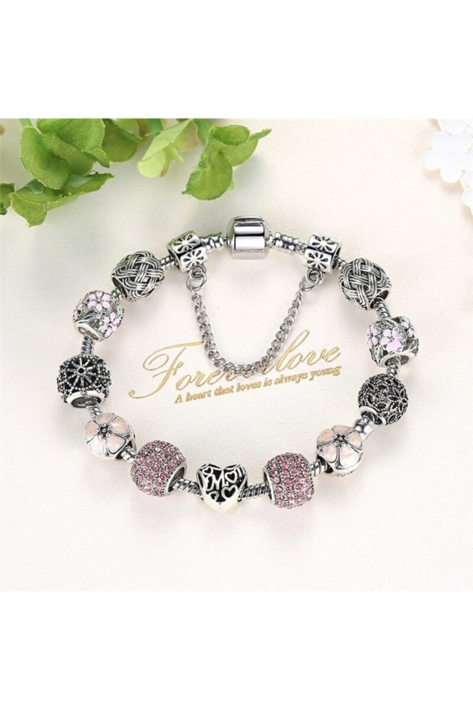 Pandora Style, Stylish Pink Mother Charm Bracelet in Wooden Box - Etsy