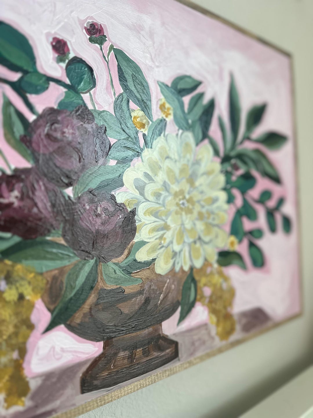 Floral Still Life Painting: Bold Blooms in Pedestal Vase - Etsy