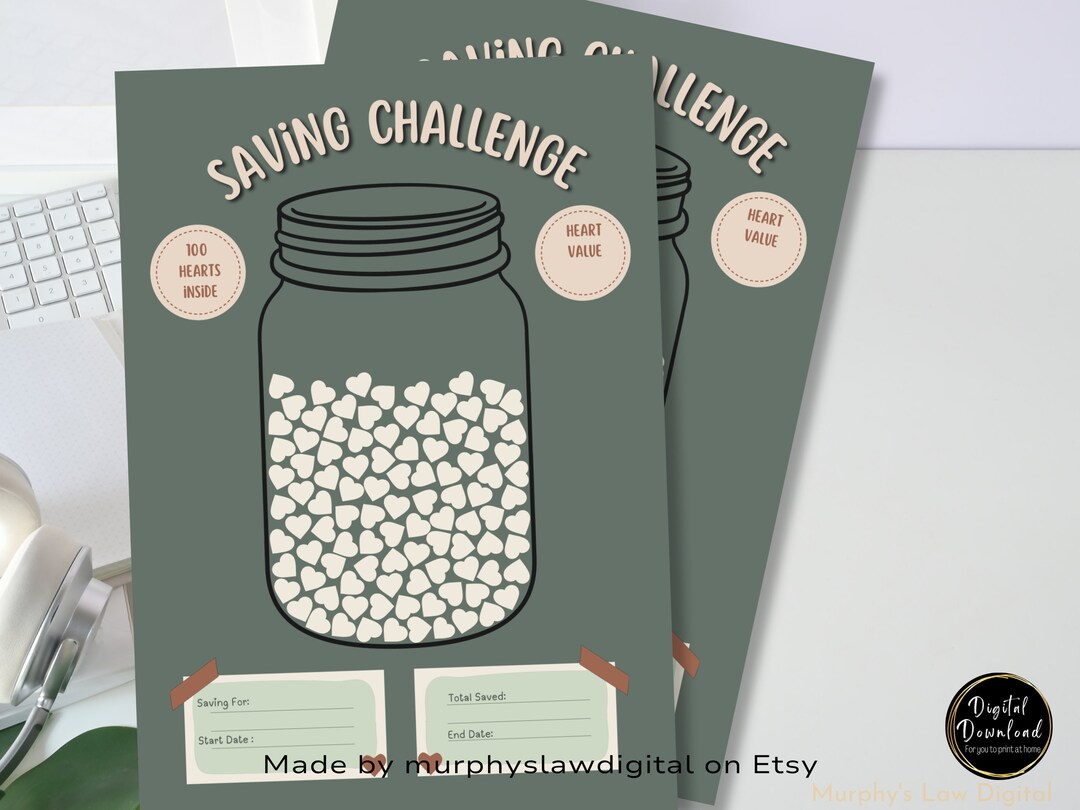 Printable Savings Jar Tracker With Cute Hearts to Help You Keep Track ...