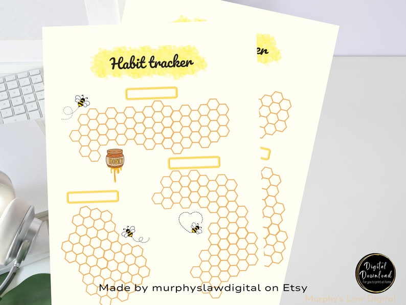 Bee Honeycomb Habit Tracker, Summer Journal Printable (digital Download ...