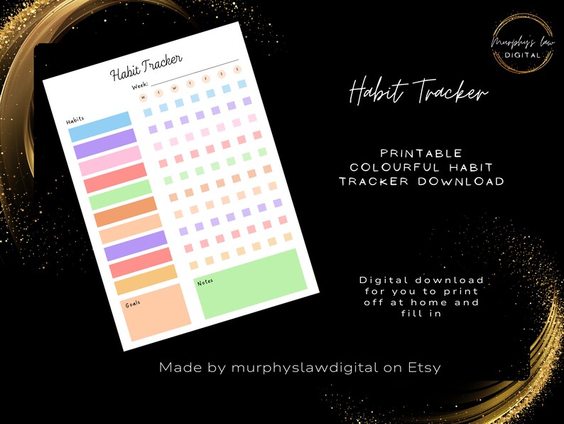 Printable Weekly Habit Tracker, Colorful Summer Design (digital ...