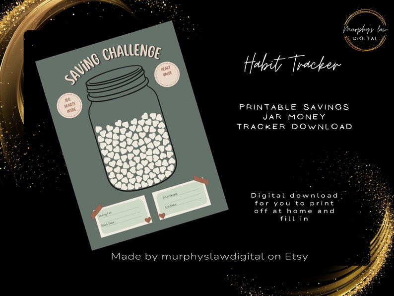 Printable Savings Jar Tracker With Cute Hearts to Help You Keep Track ...