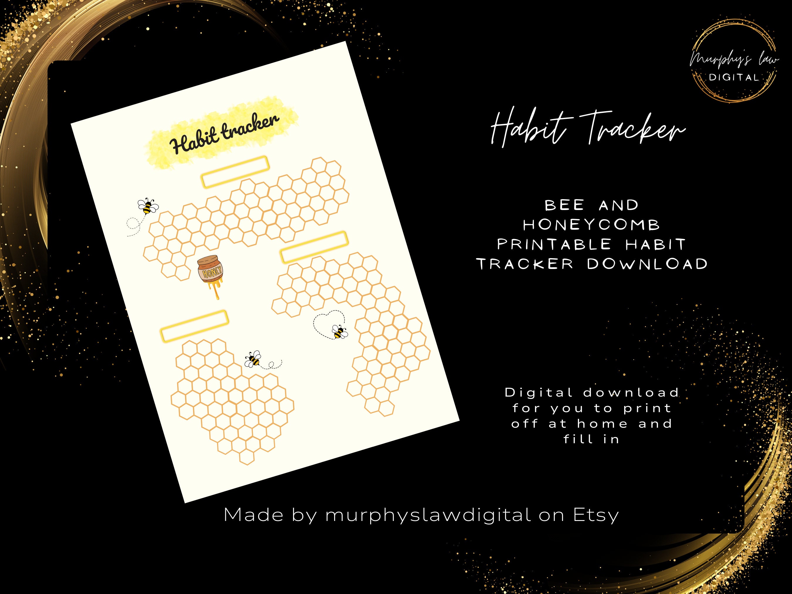 Printable Habit Tracker Bee and Honeycomb Design Perfect for - Etsy
