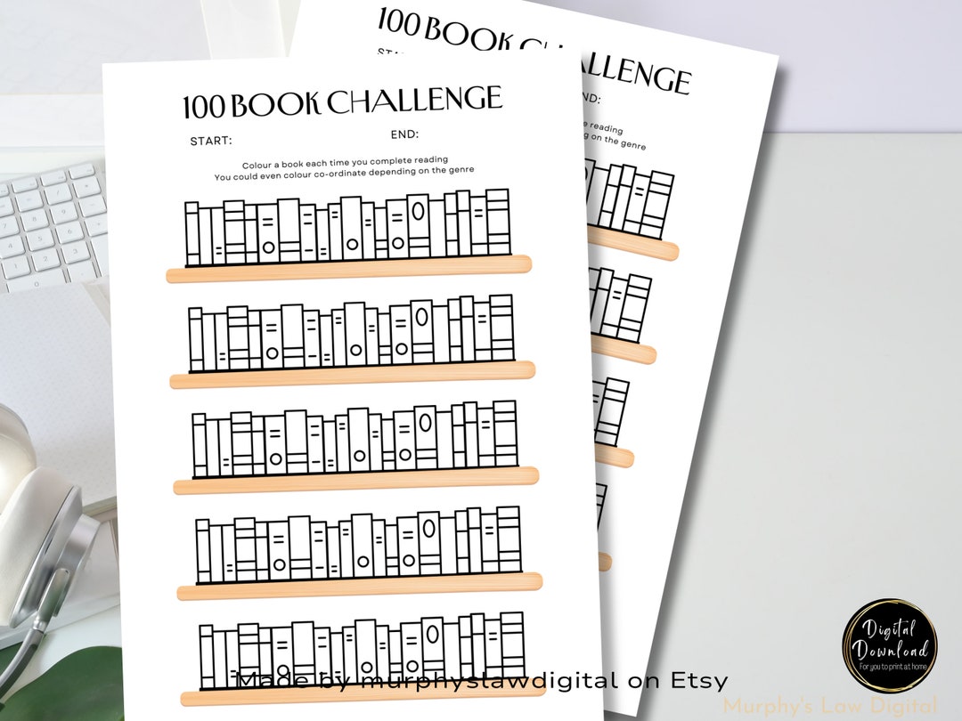 Printable 100 Book Reading Challenge Tracker Design Perfect, for Any Bookworm Out There to Keep ...
