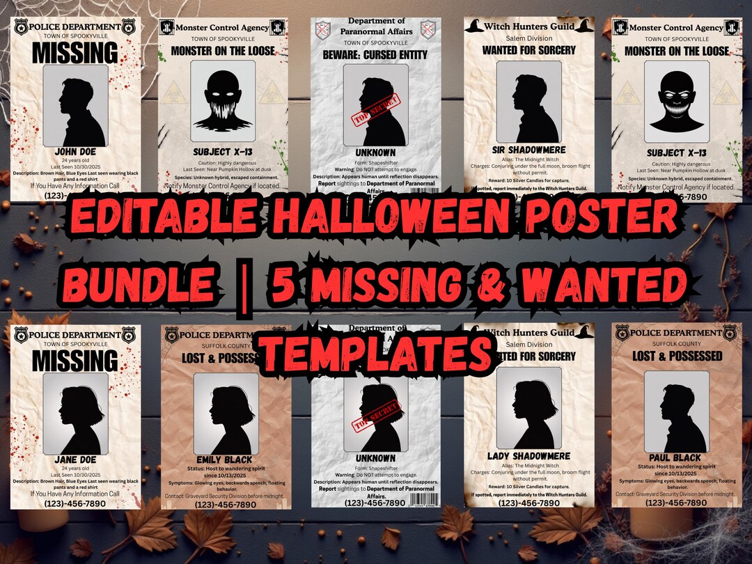 Editable Halloween Poster Templates: Spooky Printable Bundle (canva) - Etsy
