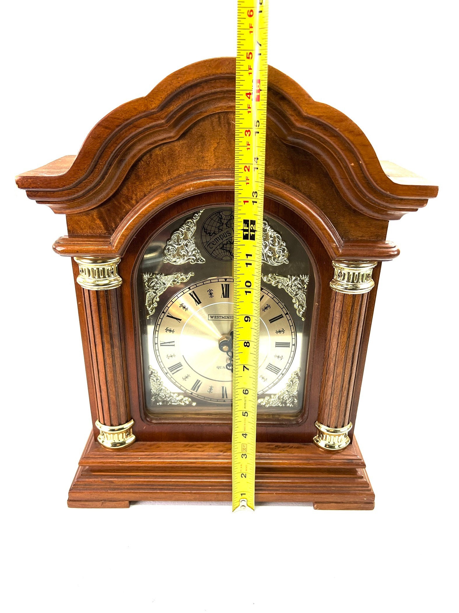 Westminster Tempus Fugit Quartz Mantle Wooden Vintage Clock Hourly ...