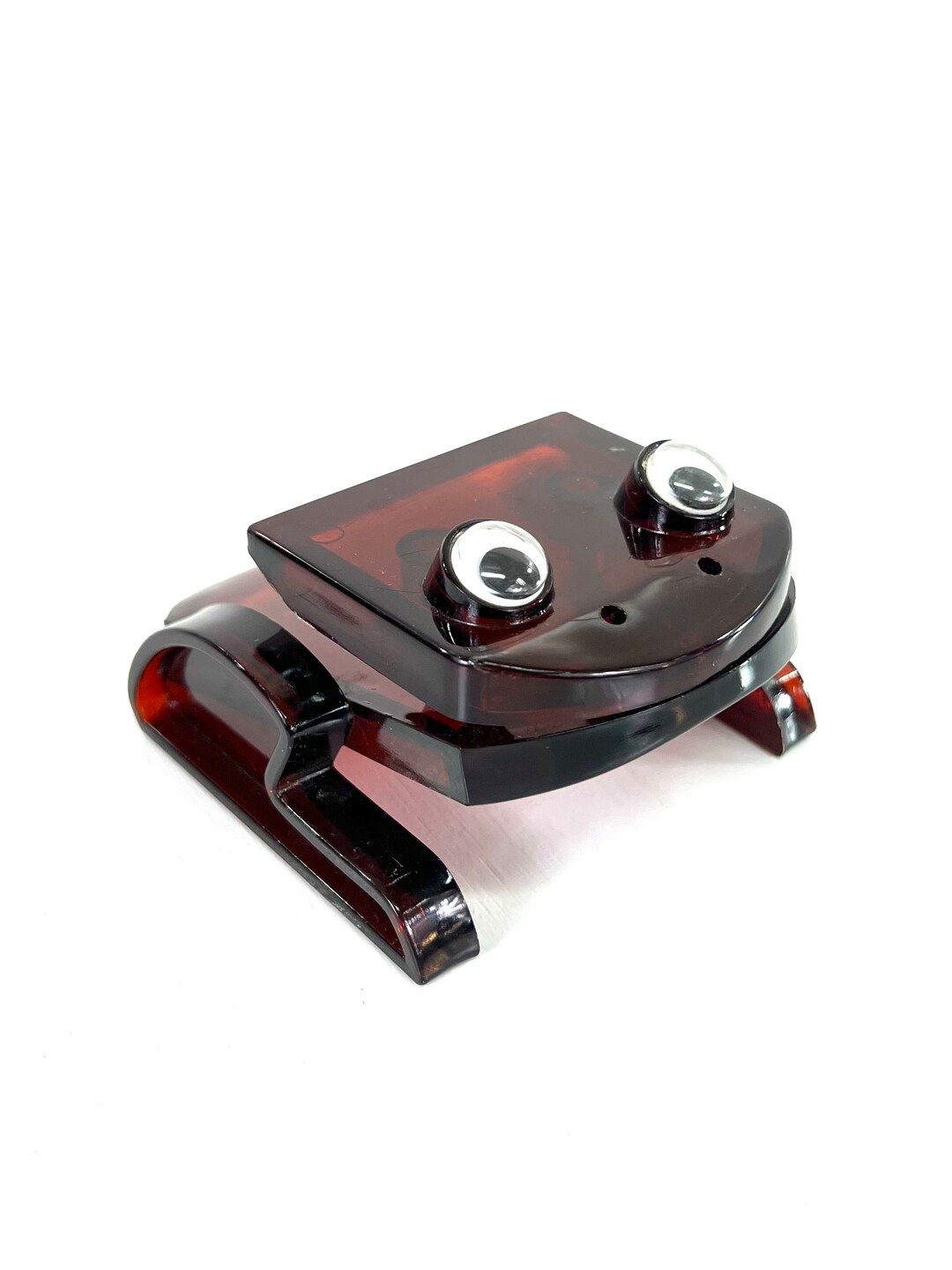 Vintage 1960's Frog Paperclip Weight Transparent Brown Acrylic Plastic ...