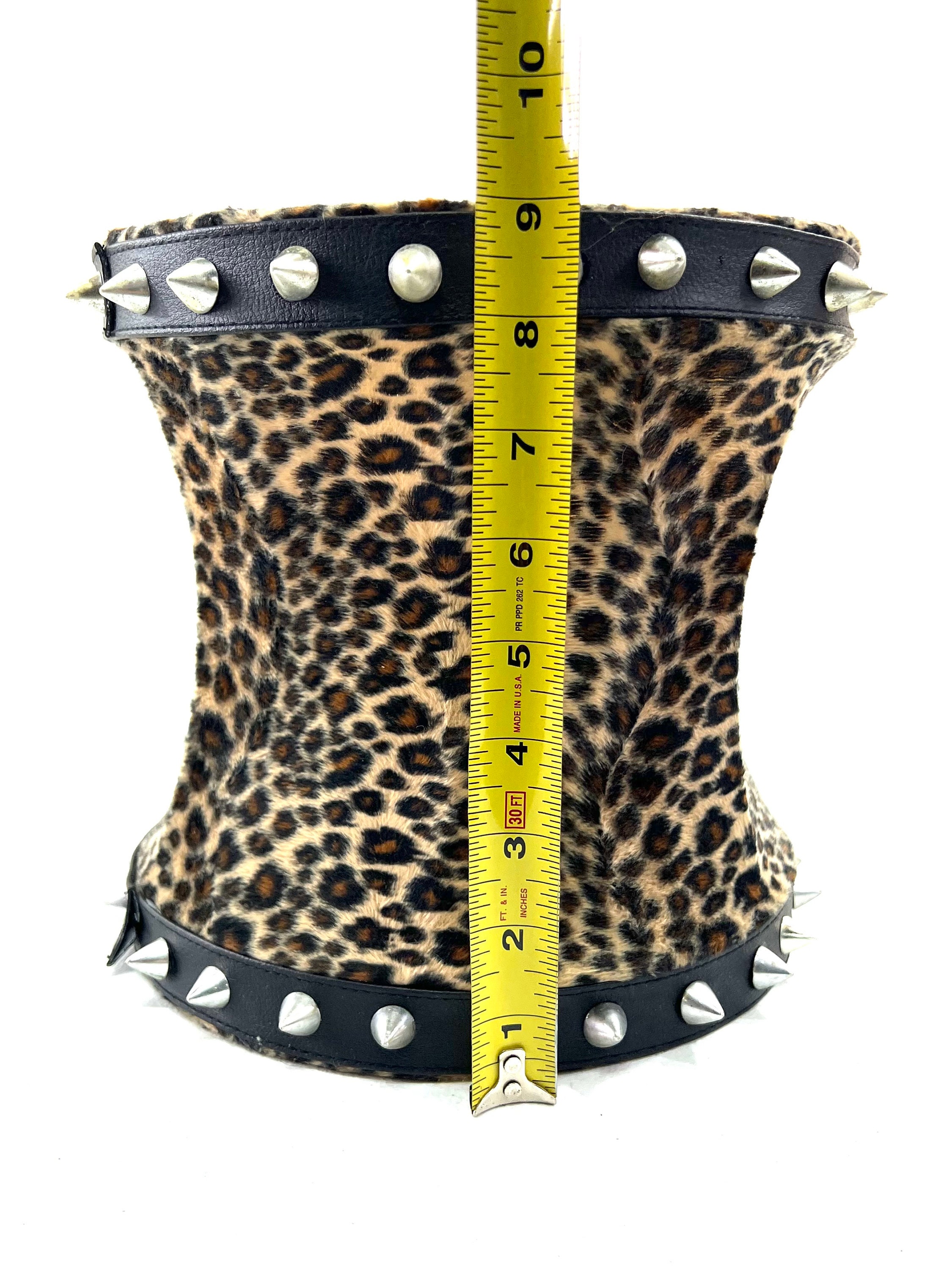 Handmade Leather Spiked Cheetah Print Fur Lamp Shade Lighting Cover ...
