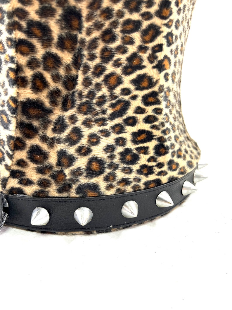 Handmade Leather Spiked Cheetah Print Fur Lamp Shade Lighting Cover