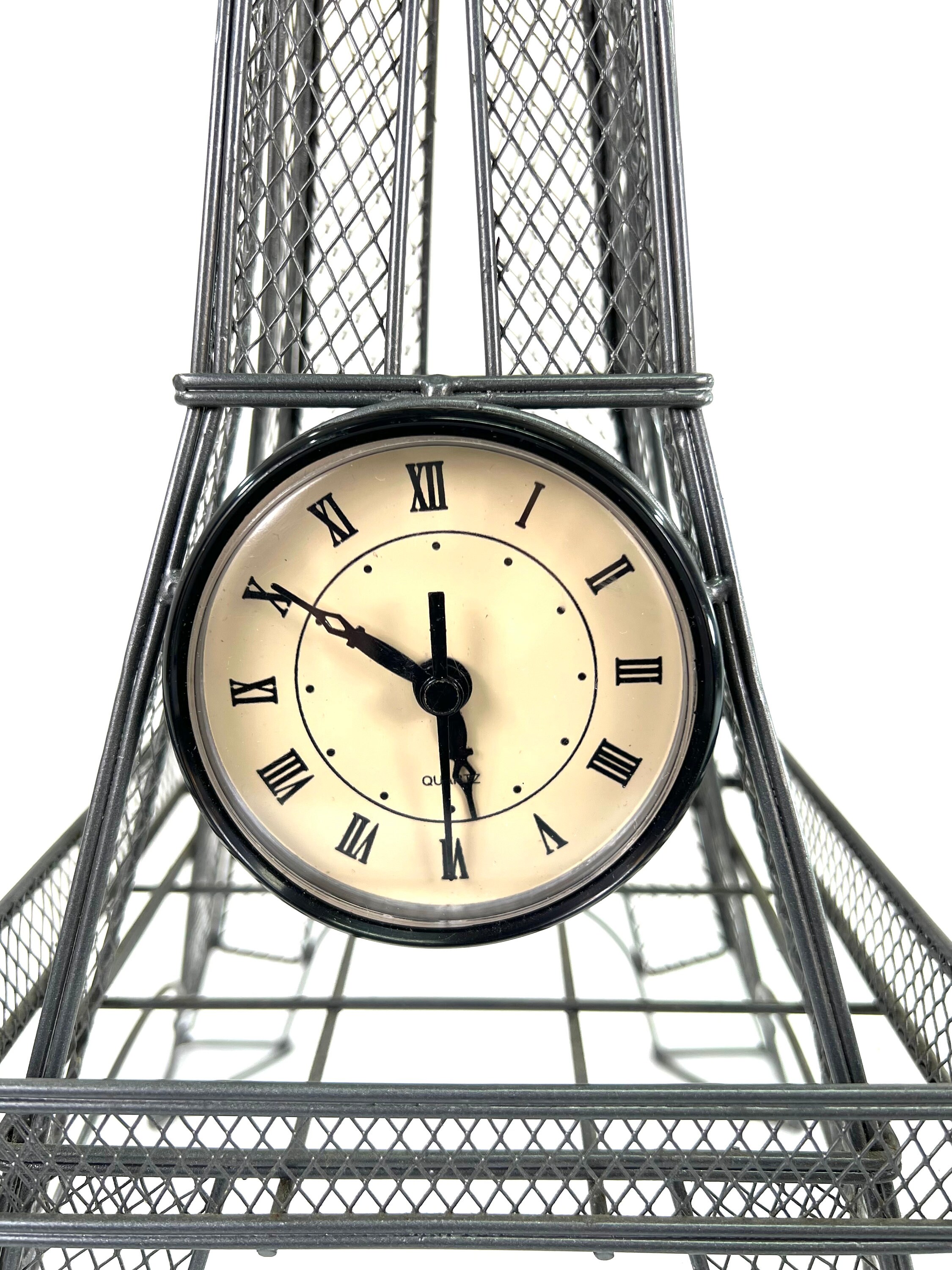 Vintage Eiffel Tower Metal Art Clock Sculpture Decor Paris - Etsy