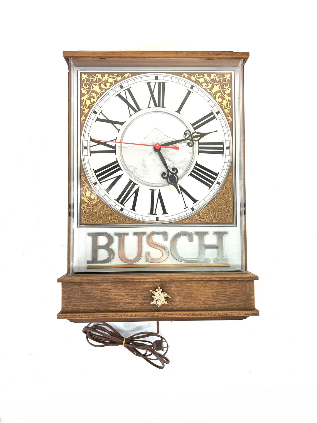 Vintage Brown Busch Light Mountains Clock Wall Art Collectors Sign ...