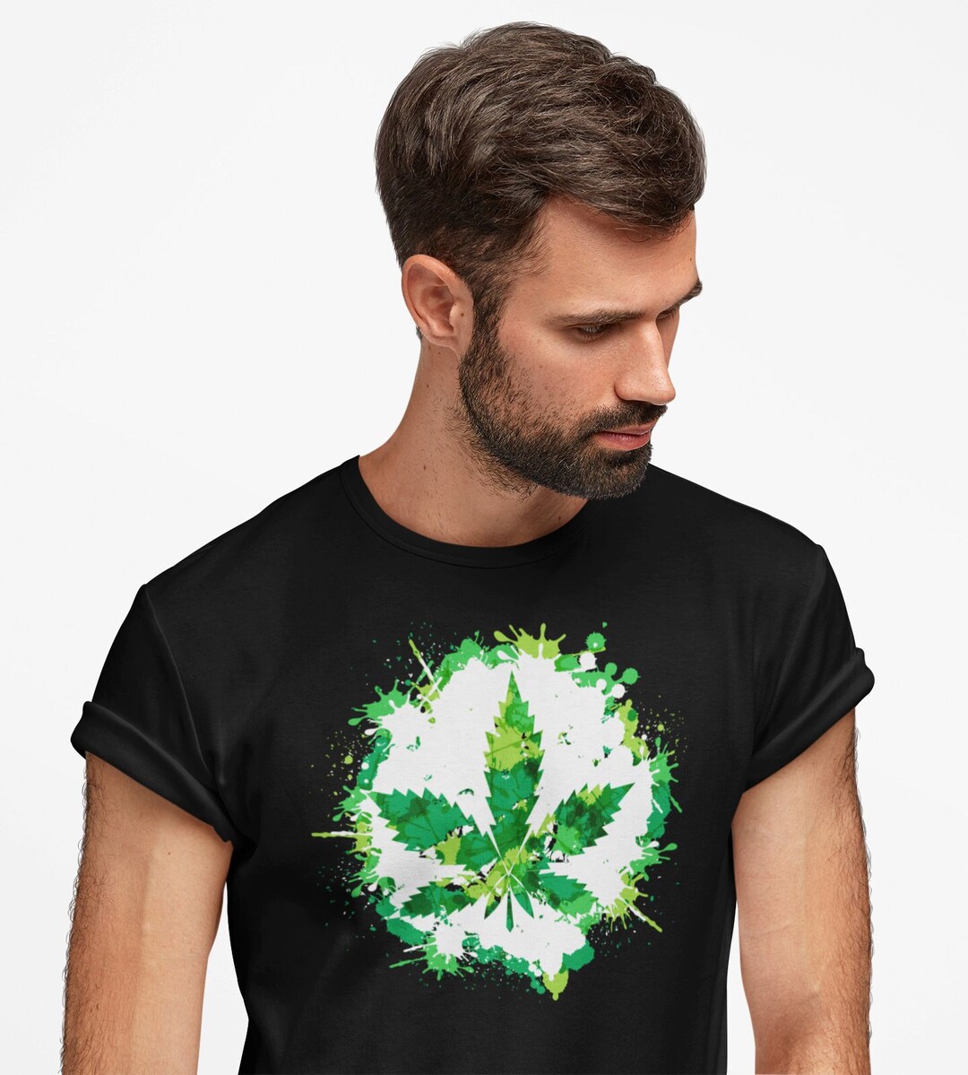 Colorful Vintage Cannabis Leaf T-shirt, Retro-inspired Weed Shirt, Festivals and Concerts ...