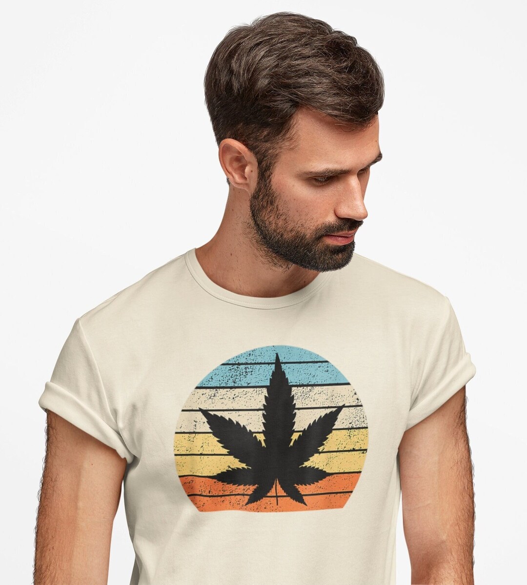 Retro Cannabis Leaf T-shirt, Colorful and Vintage-inspired, 420 Gift Idea, Festival Outfit ...