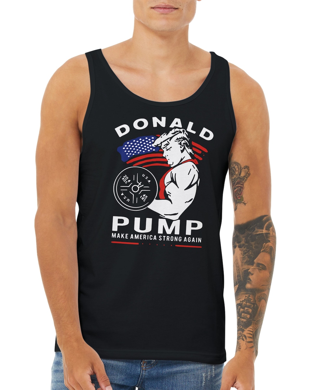 Funny Donald Trump Patriotic Fitness Tee, Make America Strong Again ...