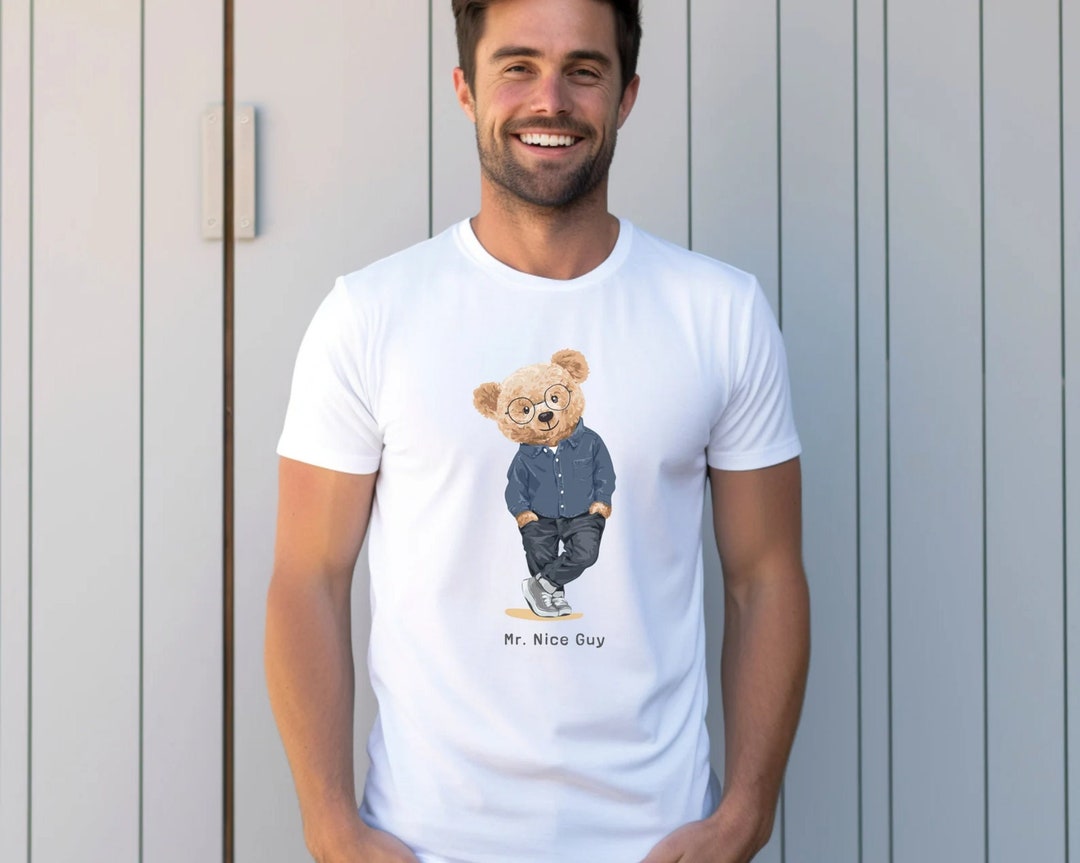 Mr. Nice Guy Bear T-shirt, Animal Shirts, Unisex Tees, Trendy Guy ...