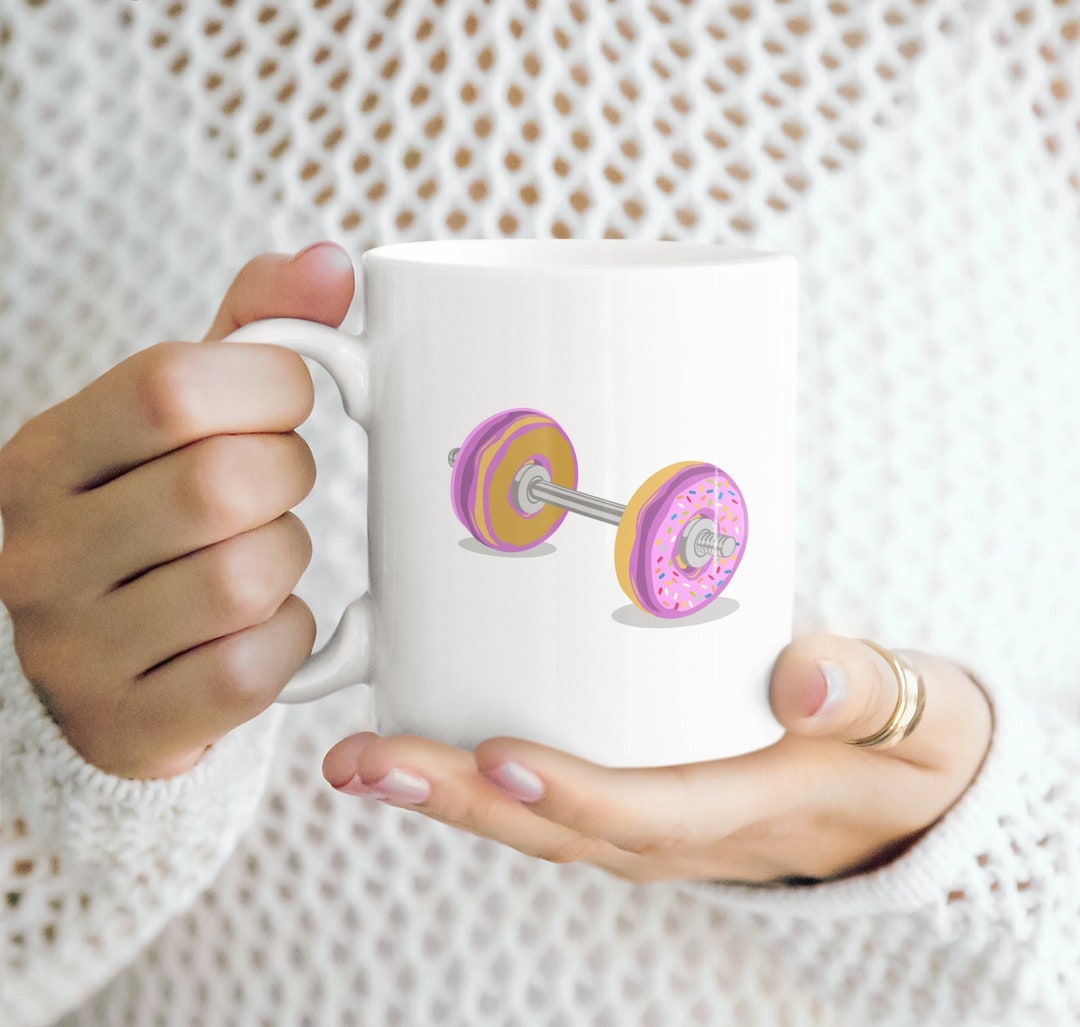 Donut Barbell Mug, Gym Sports Weight Lifting Weightlifter Gift, Funny ...