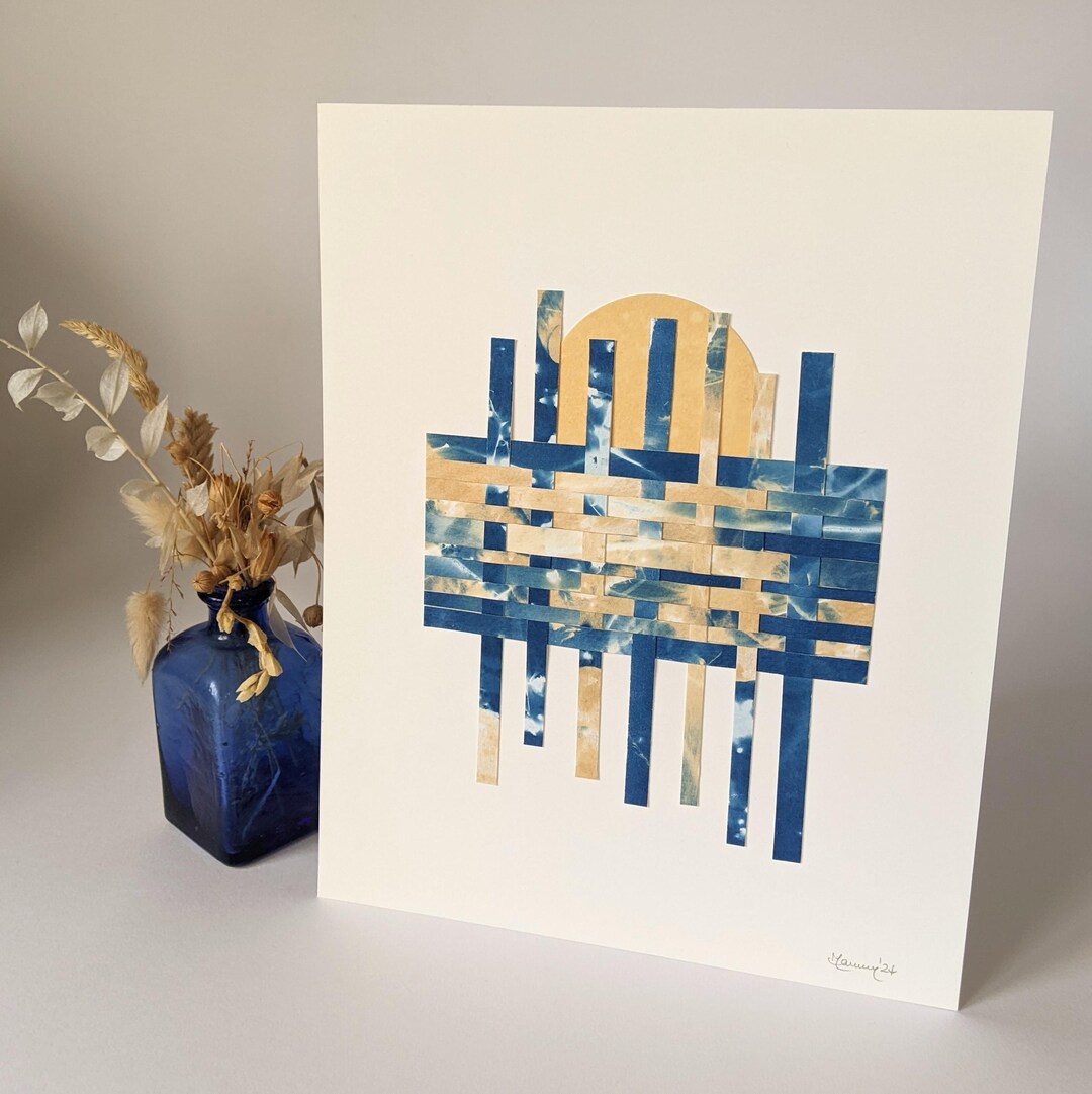 Sunset Mosaic, Collage of Original Bleached Cyanotypes. Handmade on ...