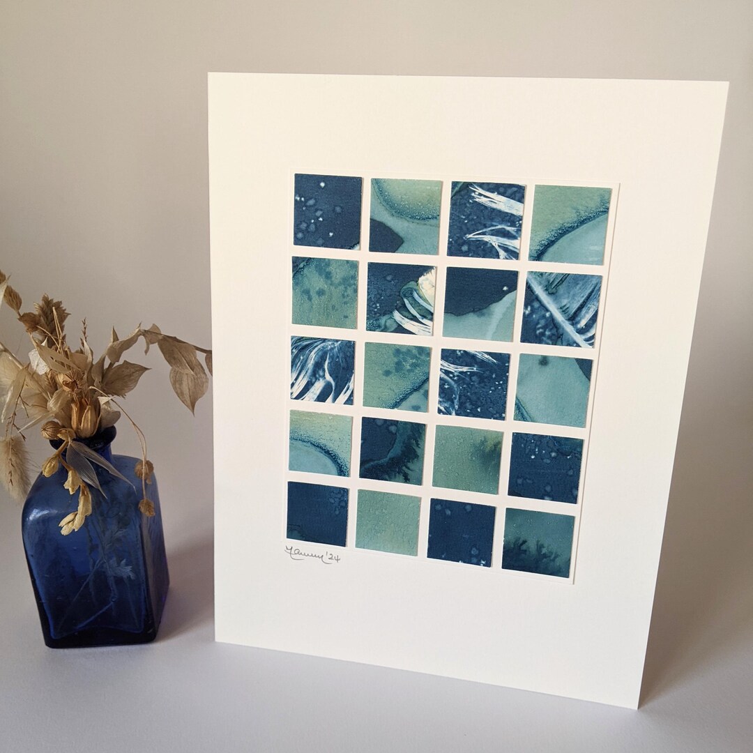 Mosaic, Collage of Original Cyanotypes With Feathers Handmade on ...