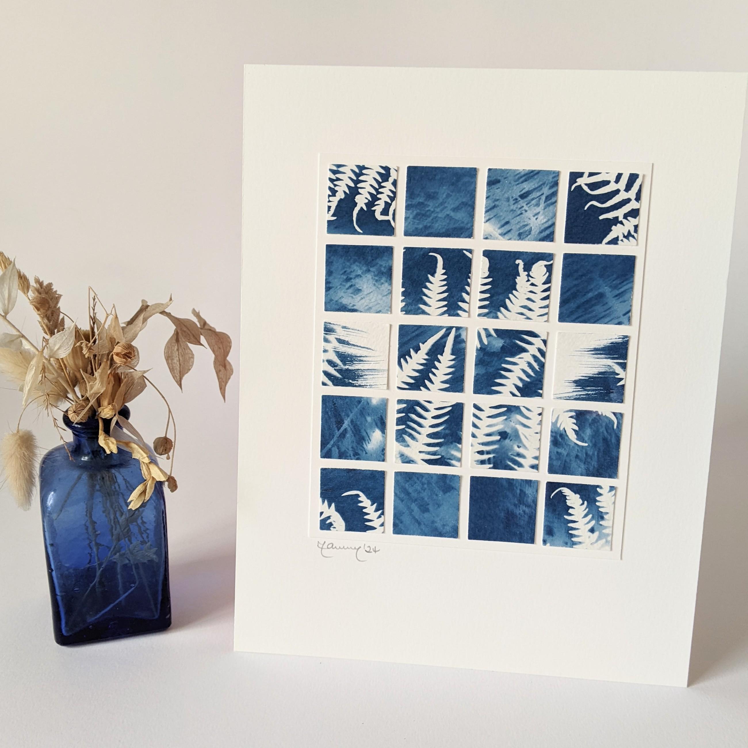 Mosaic, Collage of Original Cyanotypes With Ferns, Handmade on ...