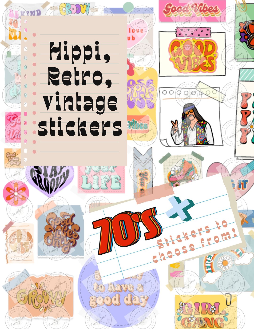 Groovy Stickers, Retro, 70s, Good Vibes, Vintage, Vintage Sticker ...