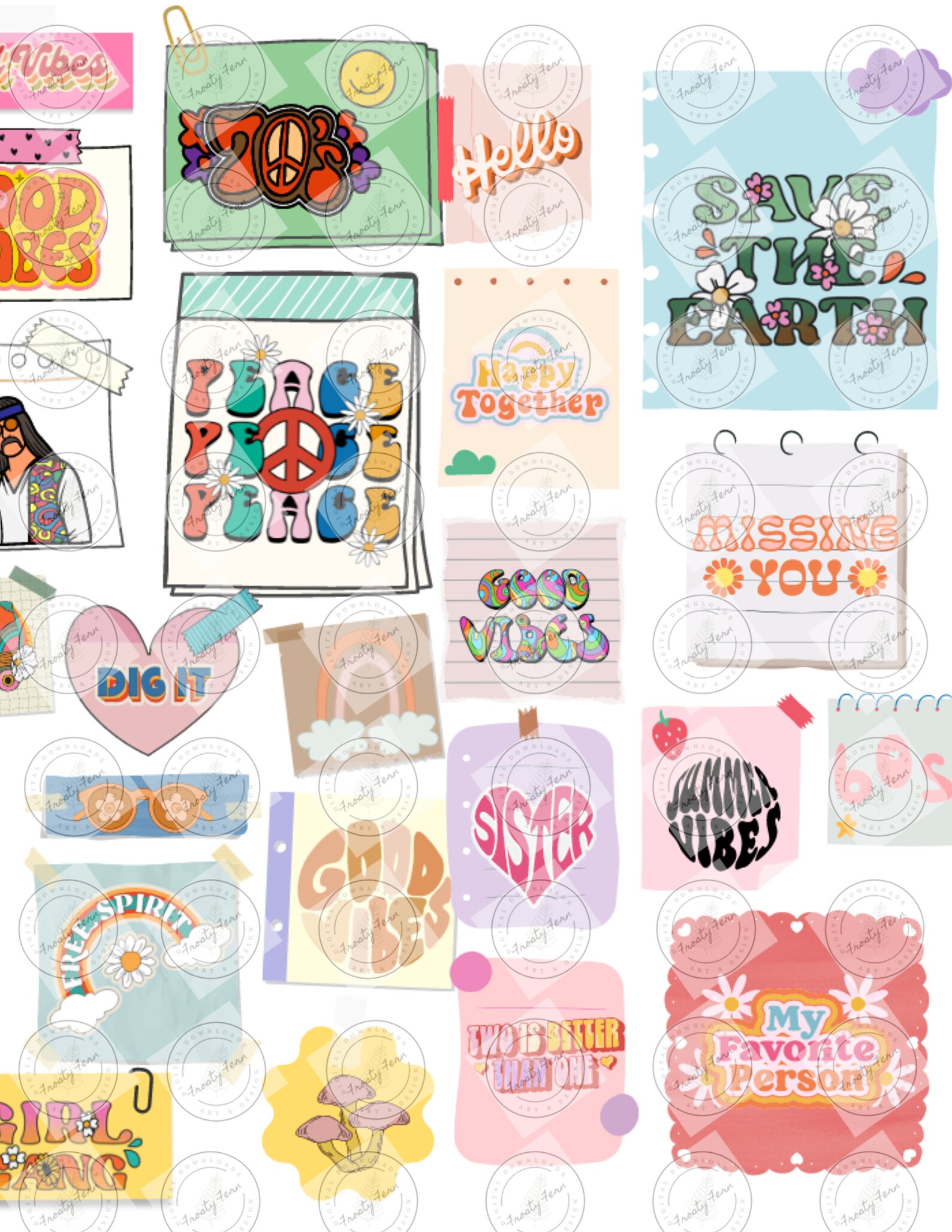Groovy Stickers Retro 70s Good Vibes Vintage Vintage - Etsy