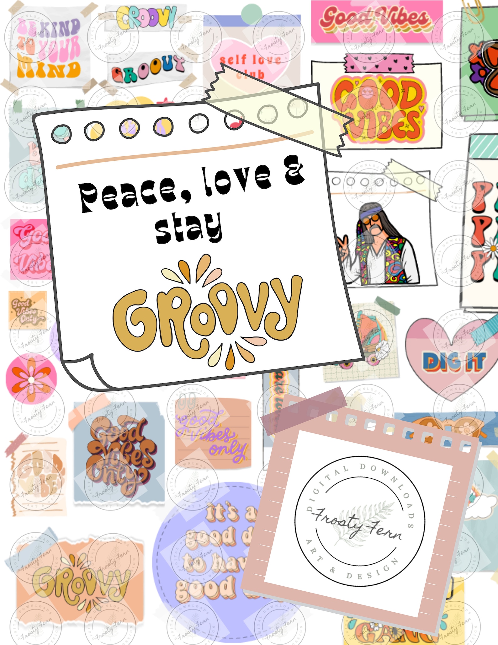 Groovy Stickers Retro 70s Good Vibes Vintage Vintage - Etsy