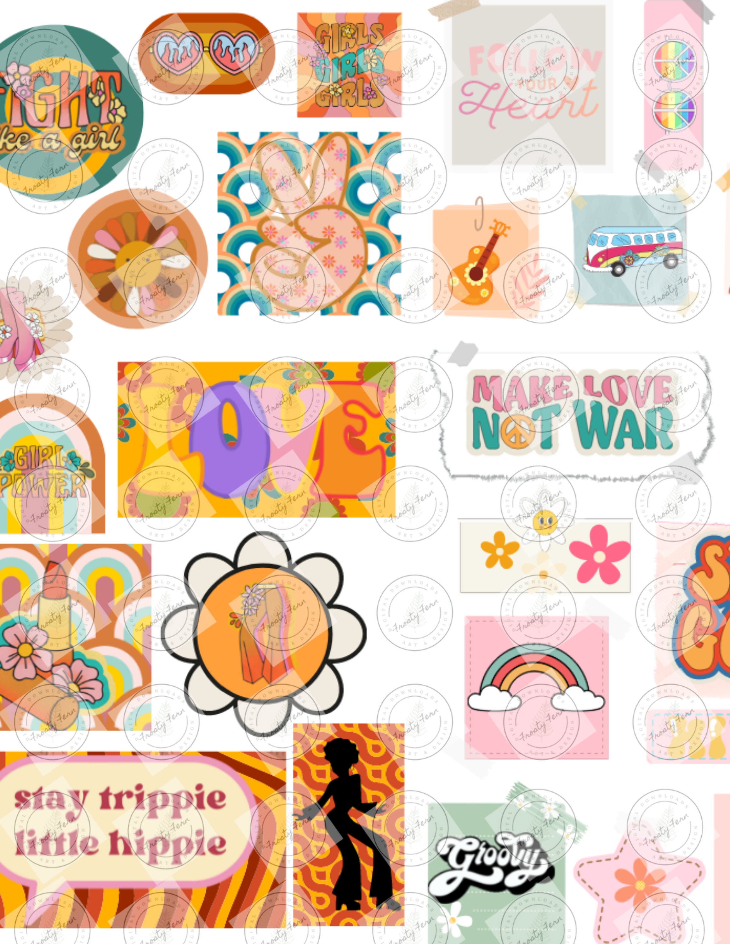 Groovy Stickers, Retro, 70s, Good Vibes, Vintage, Vintage Sticker ...