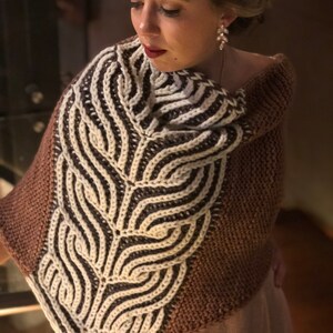 KNITTING PATTERN | Bulky Knit Shawl Pattern, Quick Knit, Brioche ...