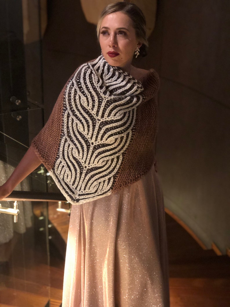 KNITTING PATTERN | Bulky Knit Shawl Pattern, Quick Knit, Brioche ...