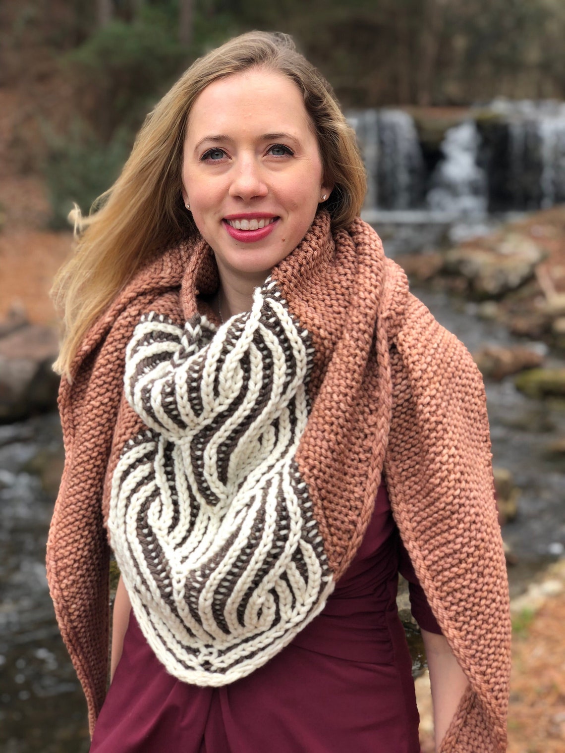 KNITTING PATTERN | Bulky Knit Shawl Pattern, Quick Knit, Brioche ...